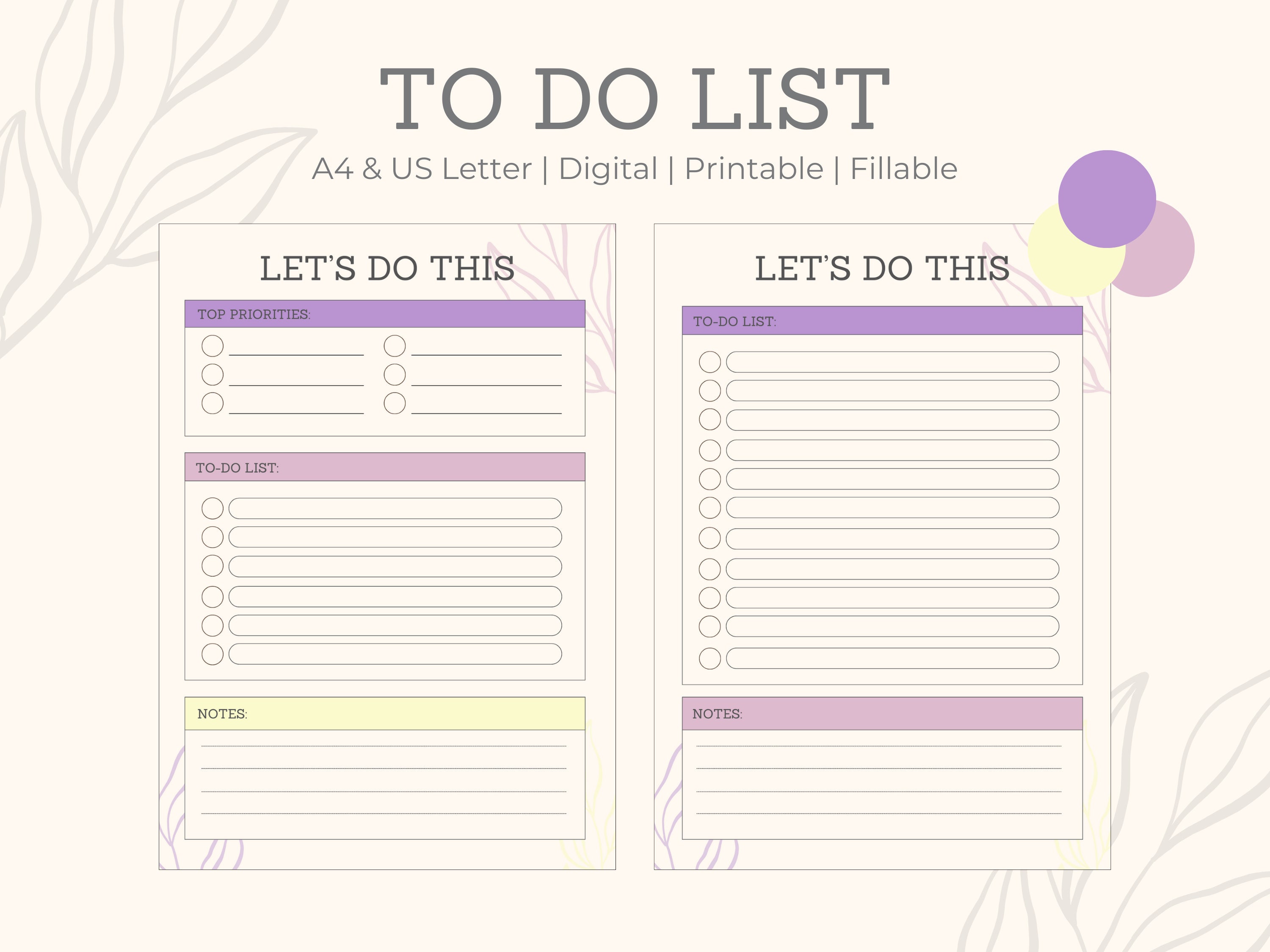 Digital or Printable Do List Template, Pastel to Do List, Undated to Do ...