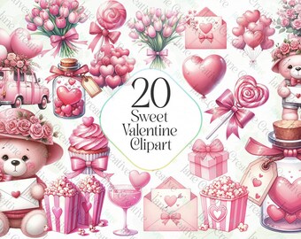 Watercolor Valentine's Day Clipart Sublimation, PNG Valentines Day ...