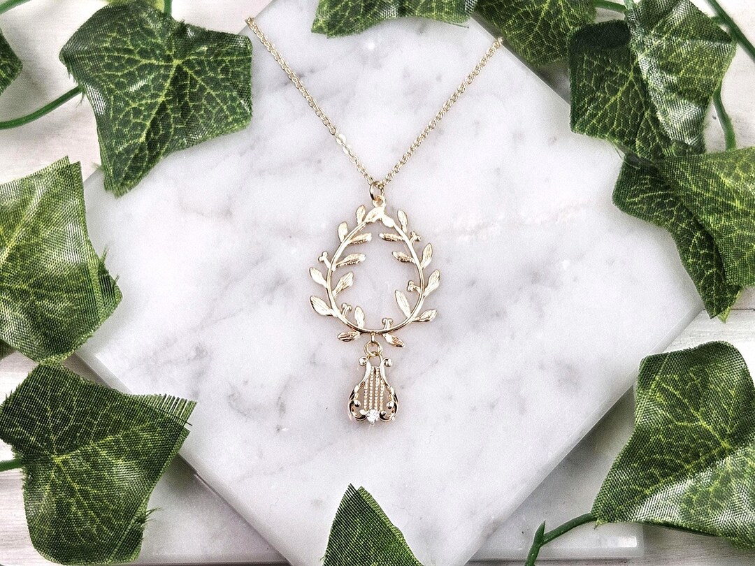 Apollo Necklace, Laurel Wreath and Lyre, Greek God, Greek Mythology ...