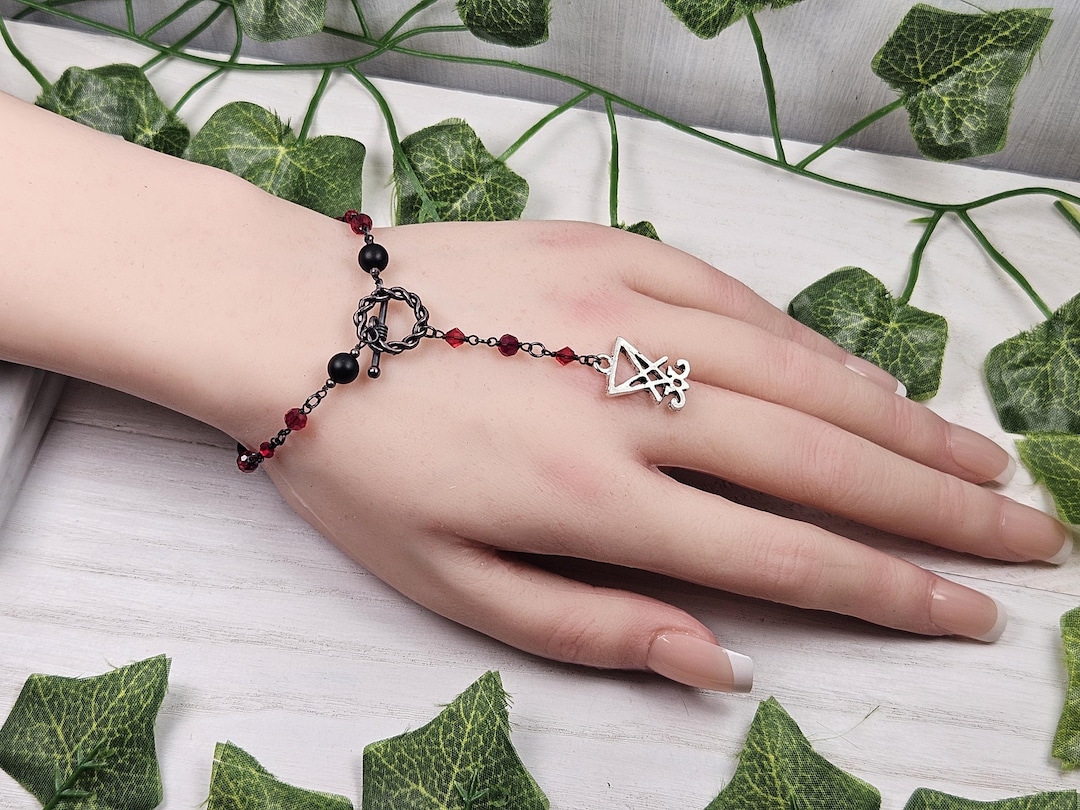 Lucifer Charm Bracelet, Rosary Prayer Bead Style, Deity Based Jewelry ...
