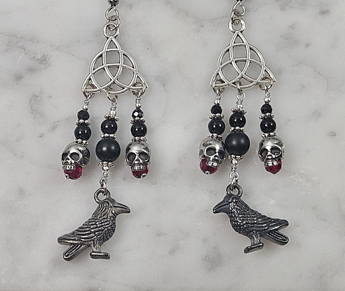The Morrigan Celtic Goddess Earrings, Celtic Mythology, Trinity Knot ...