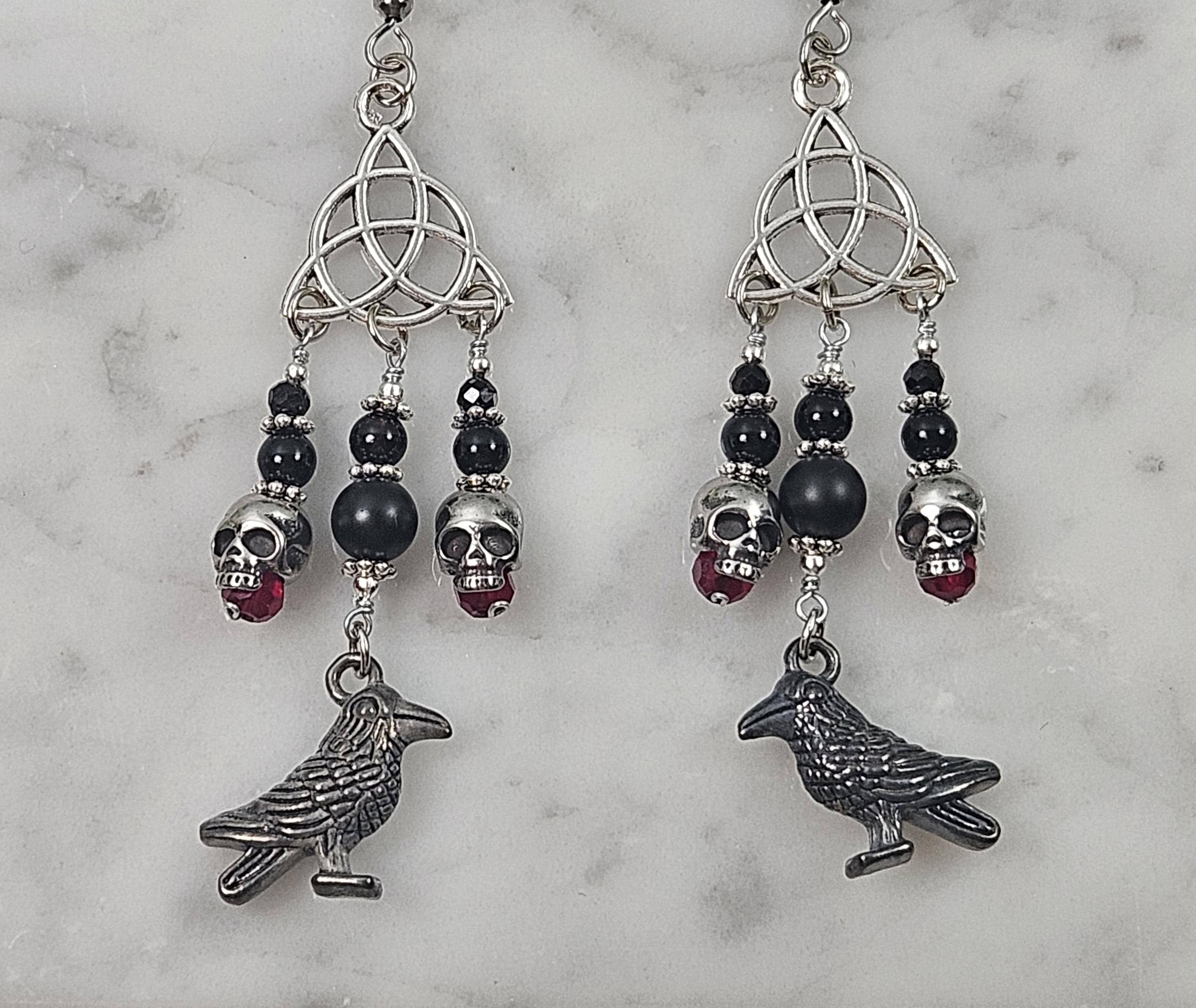 The Morrigan Celtic Goddess Earrings, Celtic Mythology, Trinity Knot ...