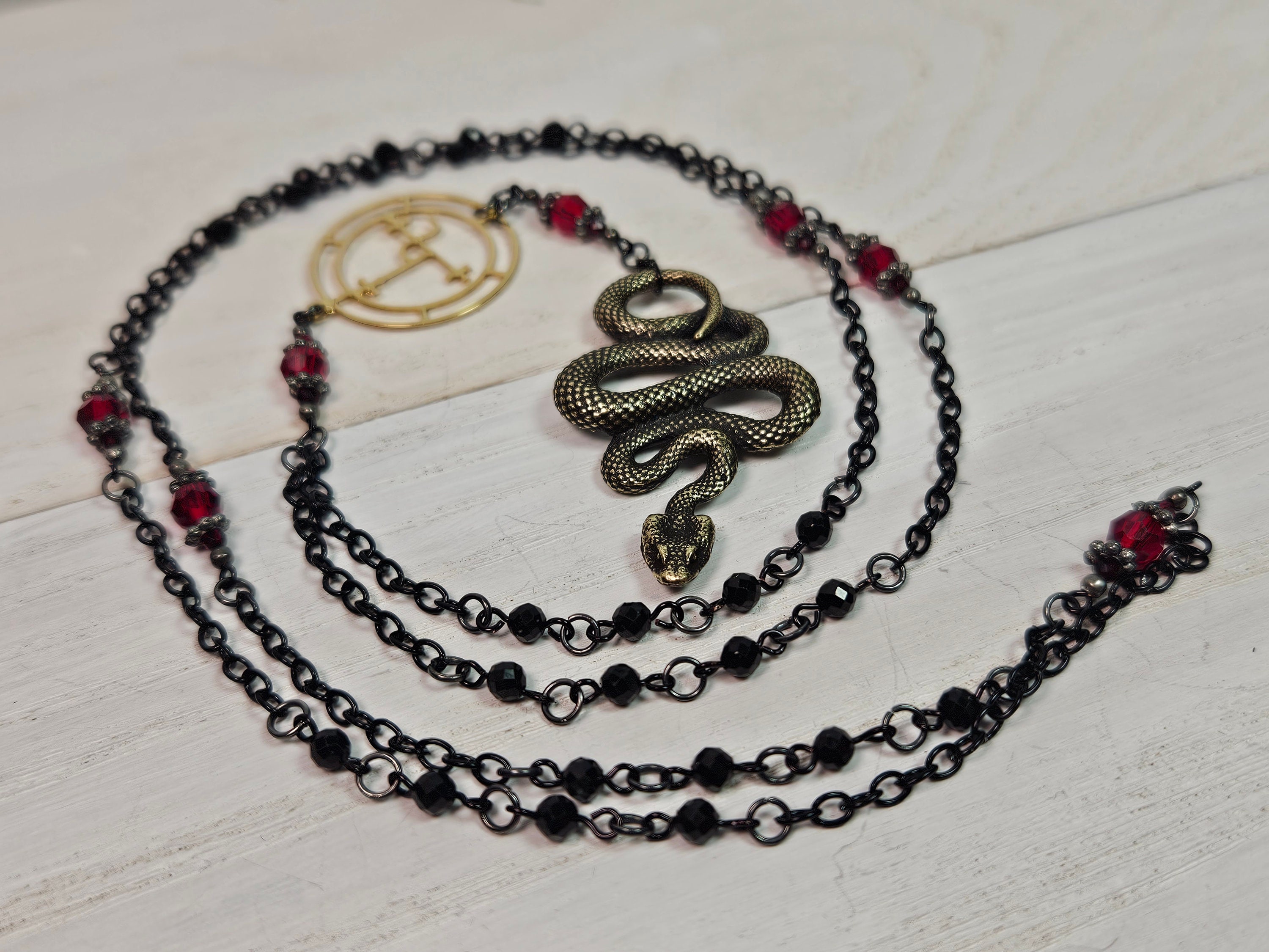 Lilith Rosary With Sigil and Hyper Realistic Snake Charm - Etsy