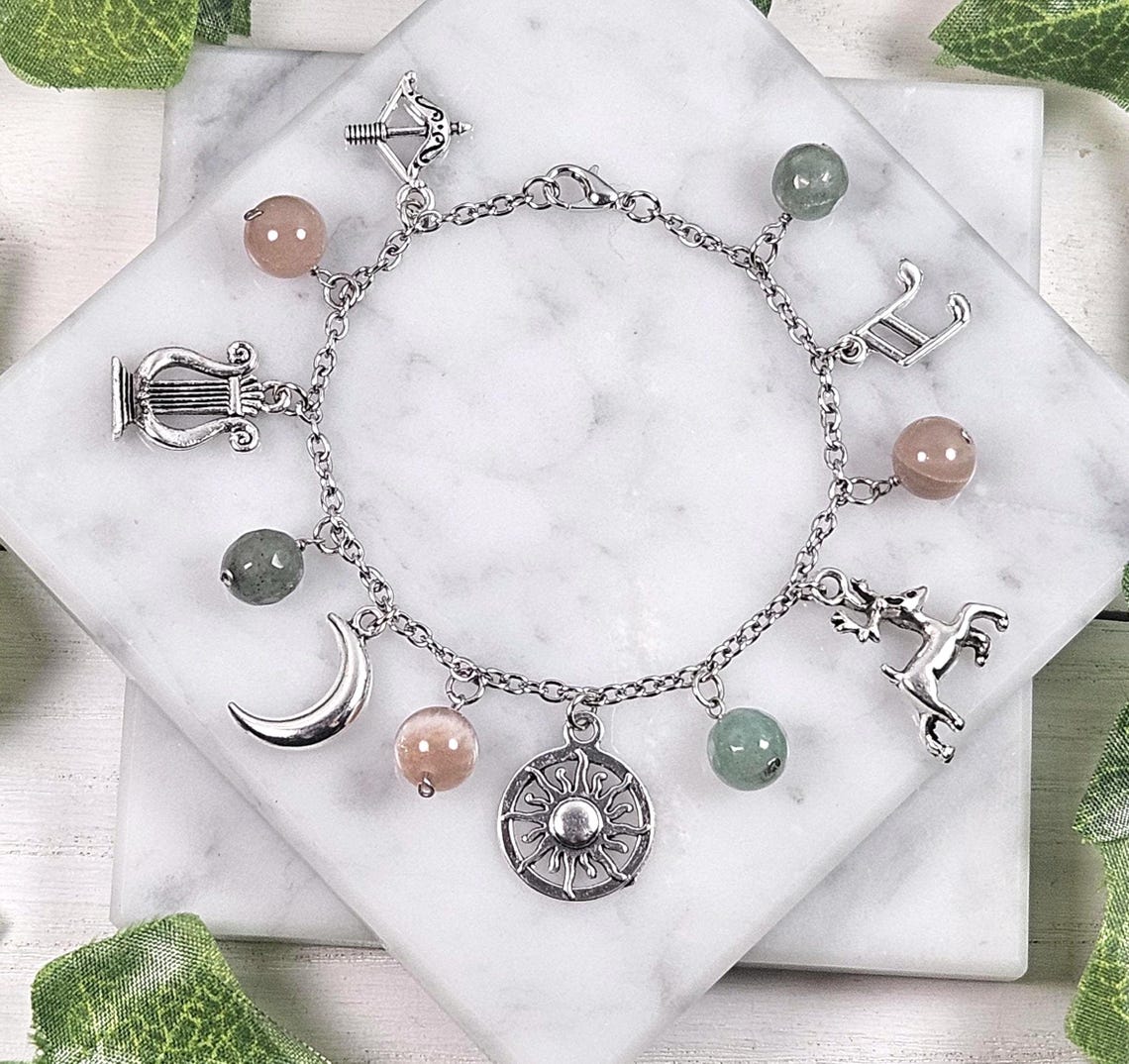 Artemis and Apollo Charm Bracelet, Greek Mythology, Greek God, Greek ...