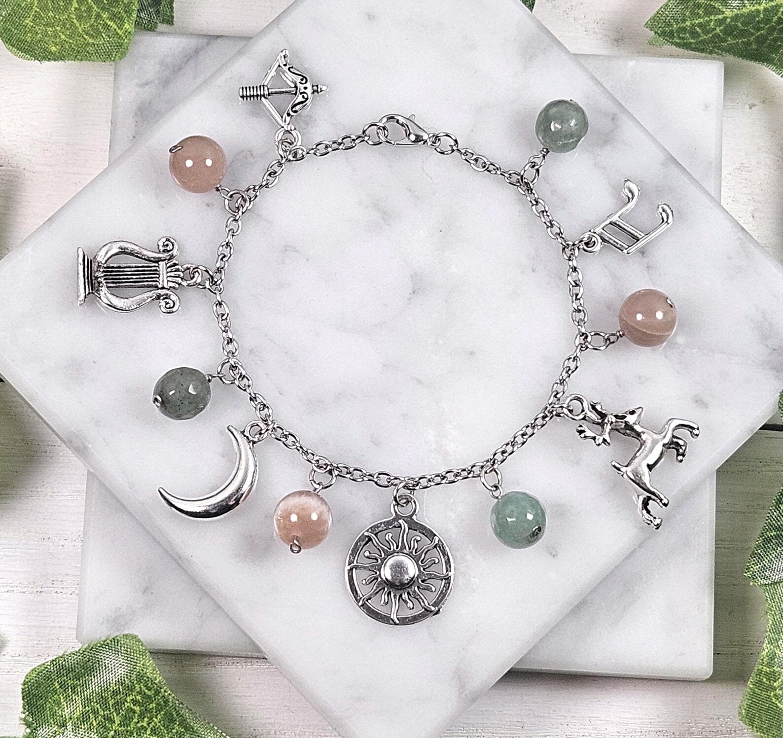 Artemis and Apollo Charm Bracelet, Greek Mythology, Greek God, Greek ...