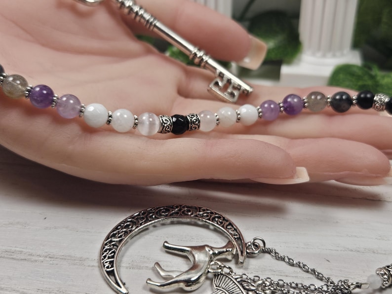 Hecate Prayer Beads, Hekate Triple Moon Goddess, Witchy Gift, Made With ...