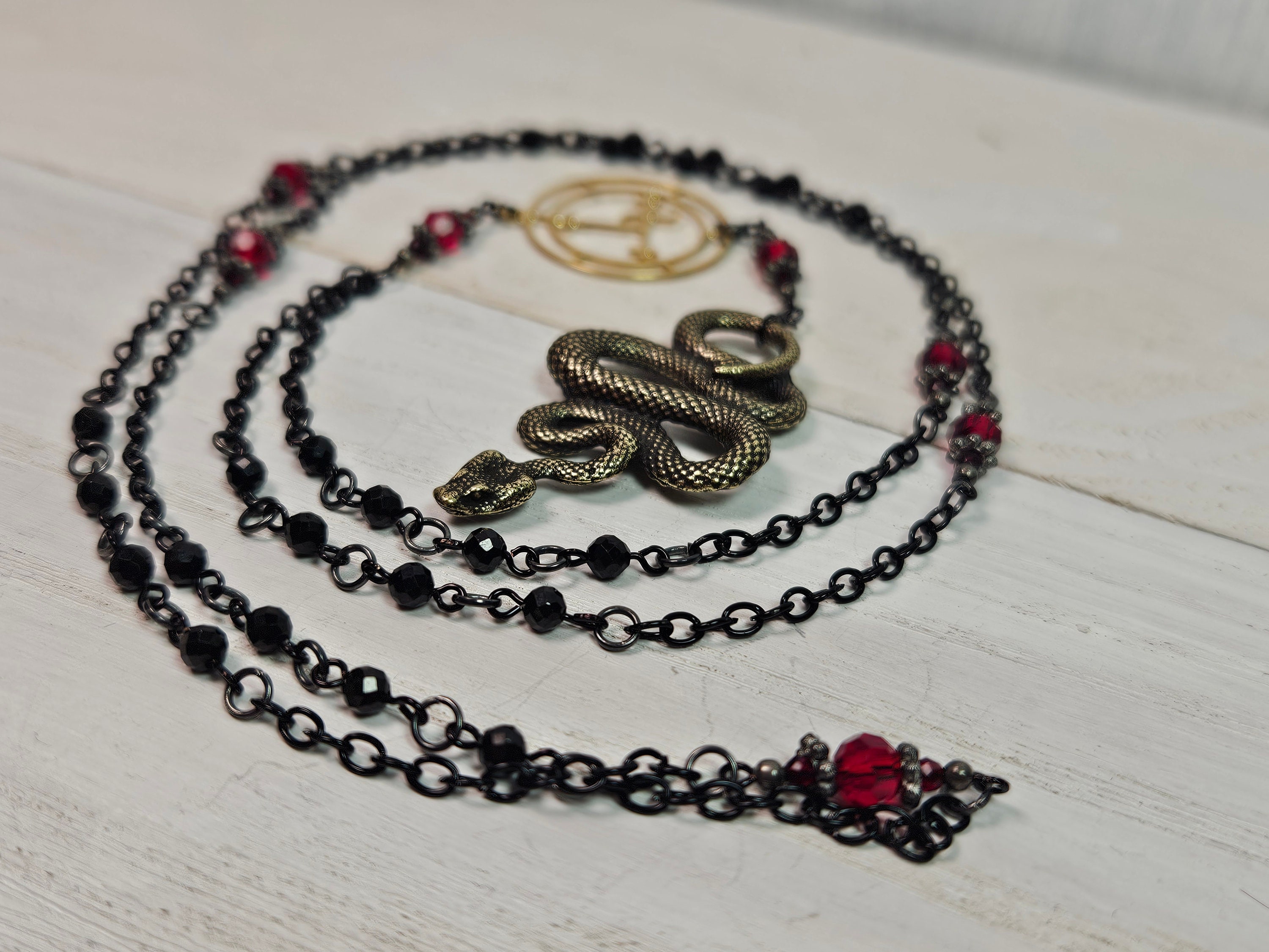 Lilith Rosary With Sigil and Hyper Realistic Snake Charm - Etsy