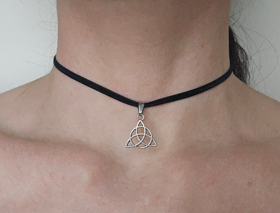 Trinity Knot Choker Made With Black Velvet Lace, Celtic, Wichy, Wiccan ...