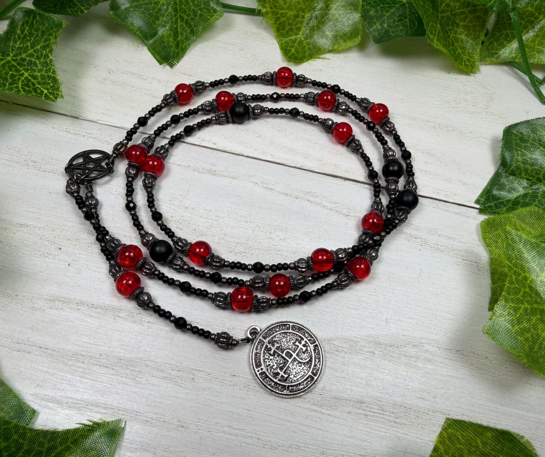 Lilith Sigil Prayer Bead Necklace, Witchy Jewelry, Meditation Beads ...
