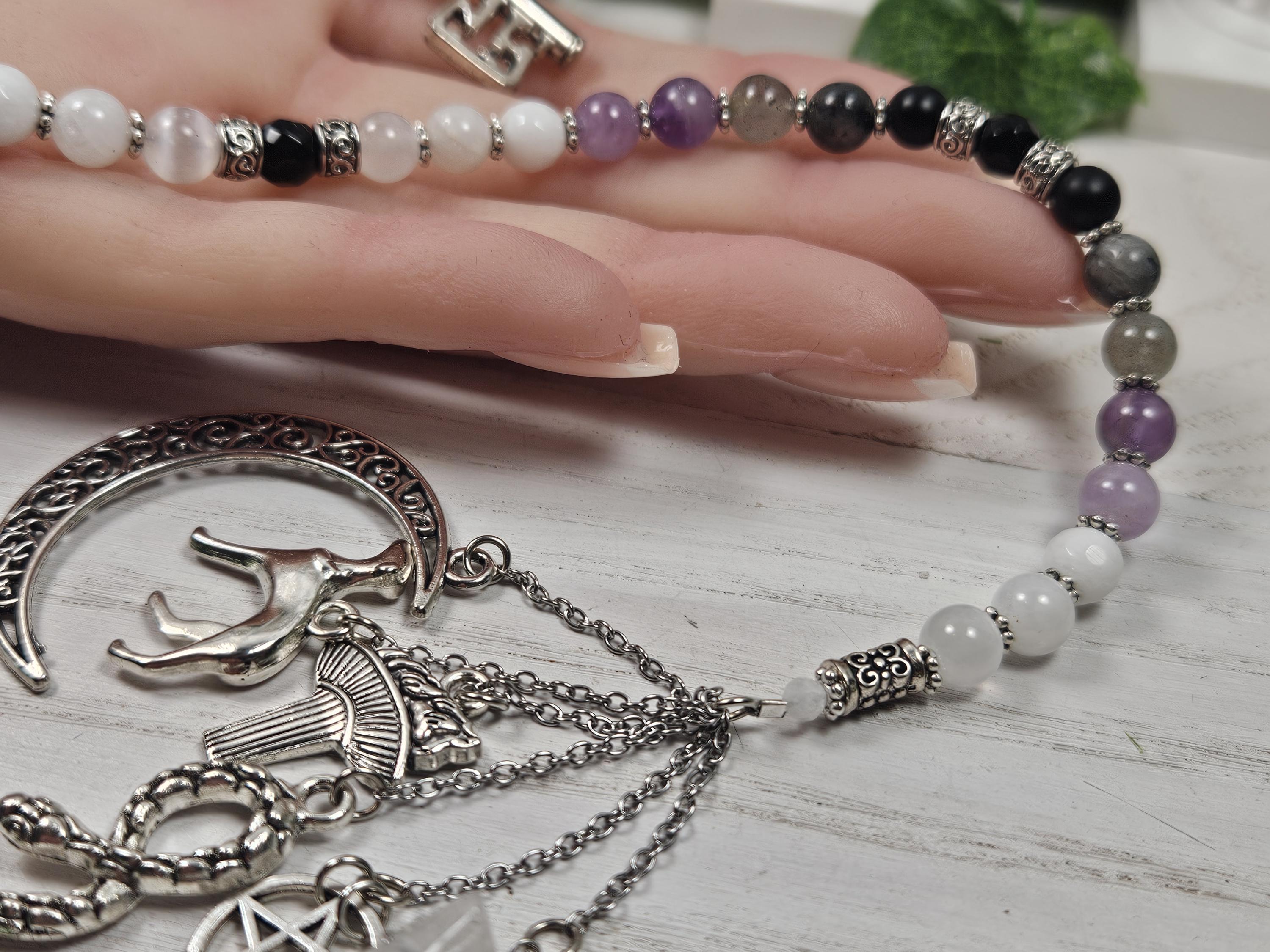 Hecate Prayer Beads, Hekate Triple Moon Goddess, Witchy Gift, Made With ...