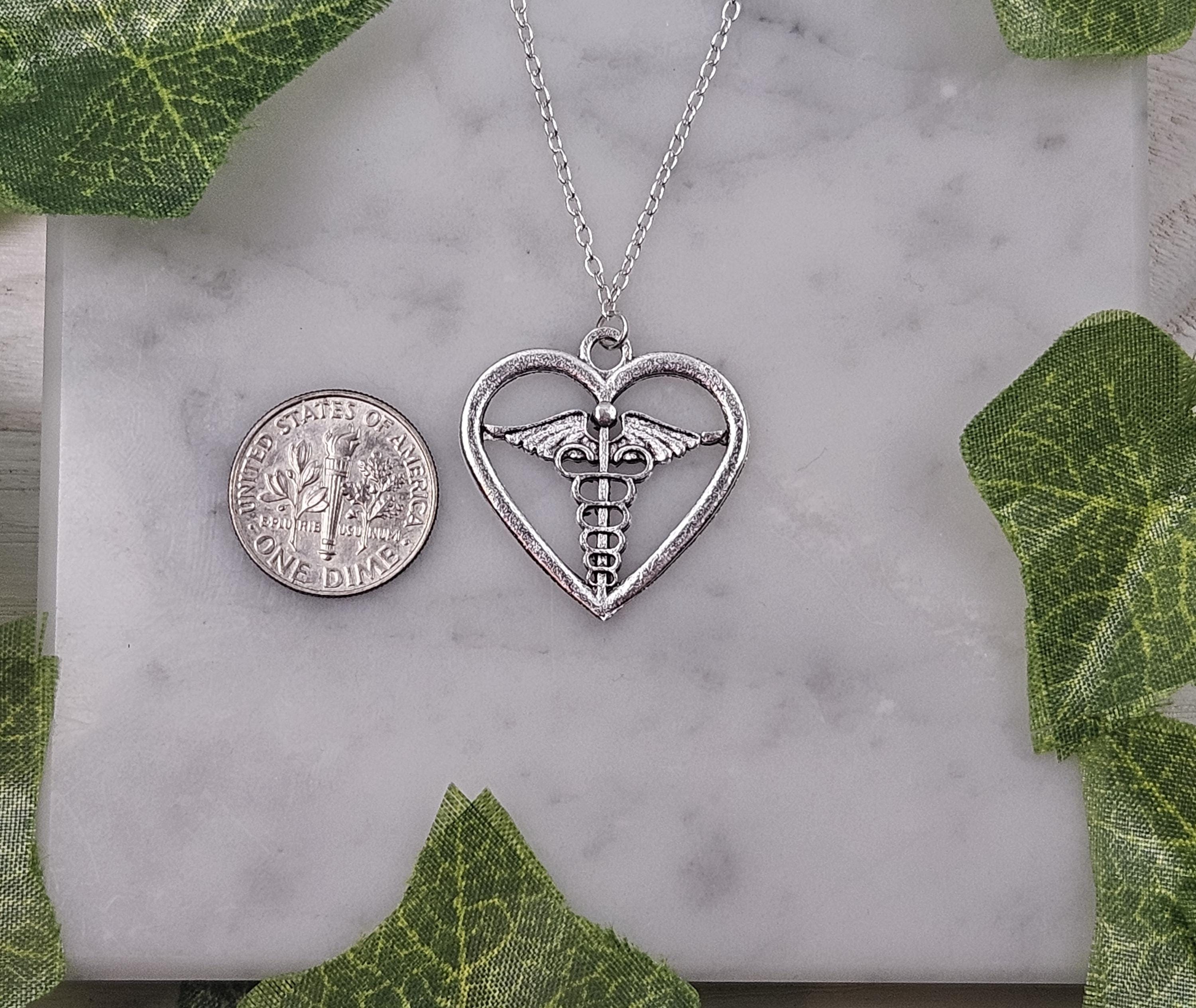 Caduceus Heart Necklace, Hermes Greek Mythology Jewelry - Etsy