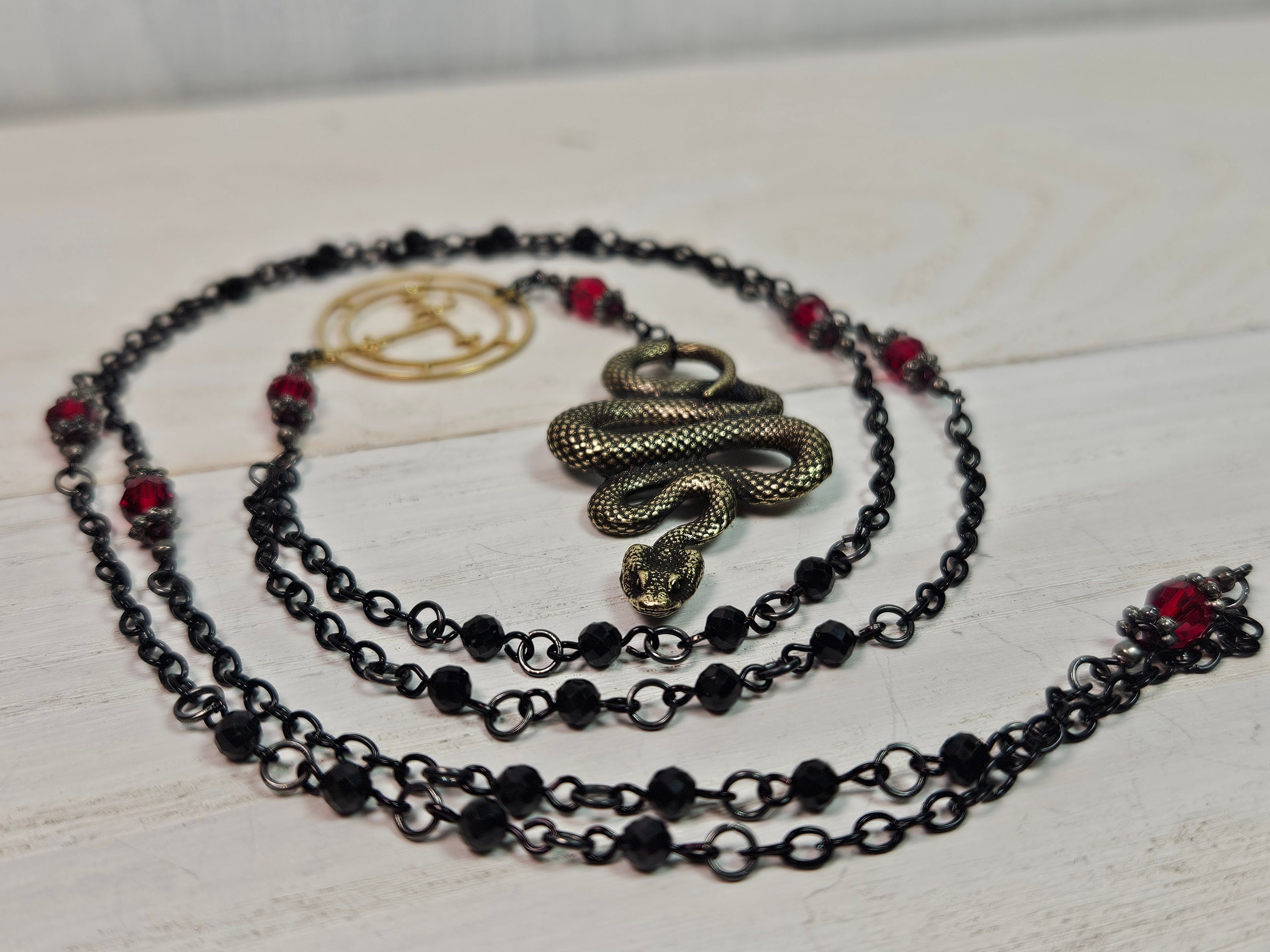 Lilith Rosary With Sigil and Hyper Realistic Snake Charm - Etsy