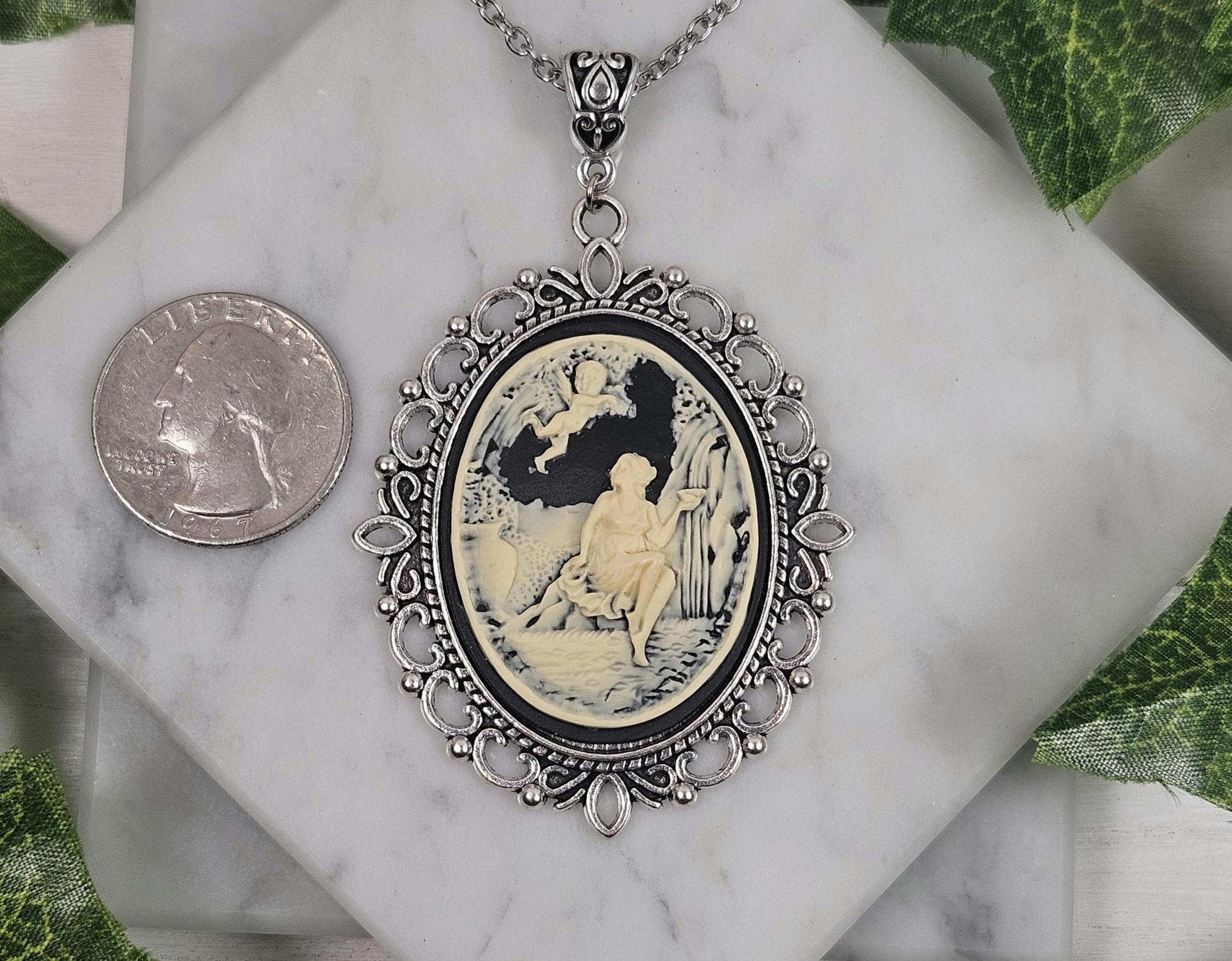 Aphrodite and Eros Greek God. Goddess Necklace, Cameo Style, Victorian ...