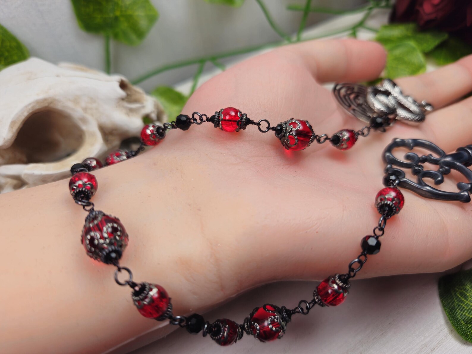 Hekate Prayer Beads With Hekate's Wheel, Snake and Skeleton Key, Rosary ...