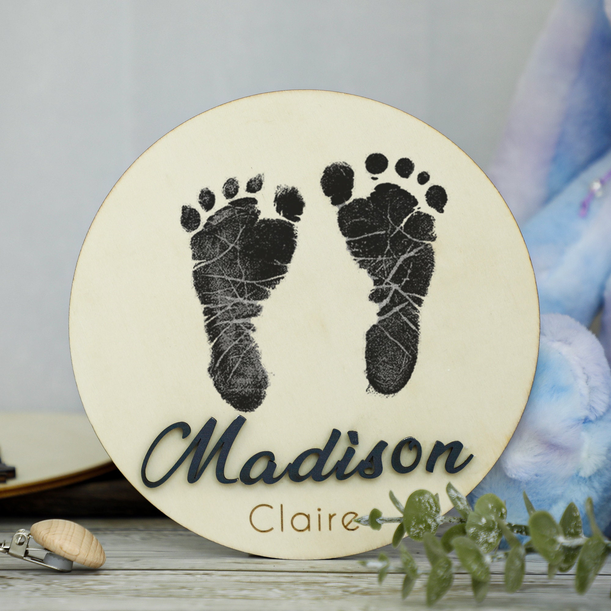 Baby Announcement Sign With Birth Stats Footprint Sign for Newborn Baby ...