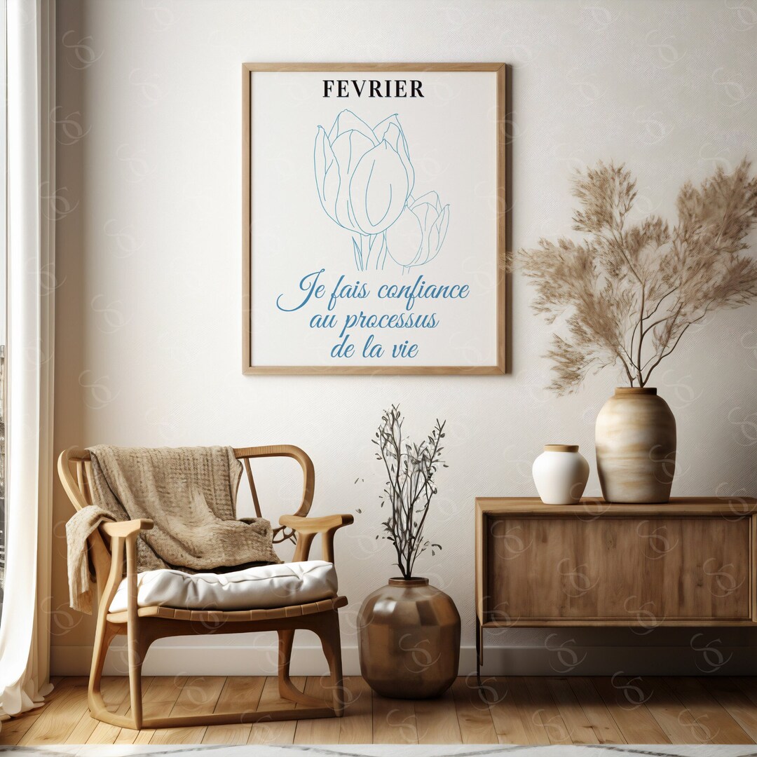 Flower Poster and Colorful Positive Affirmation Month of February Wall ...