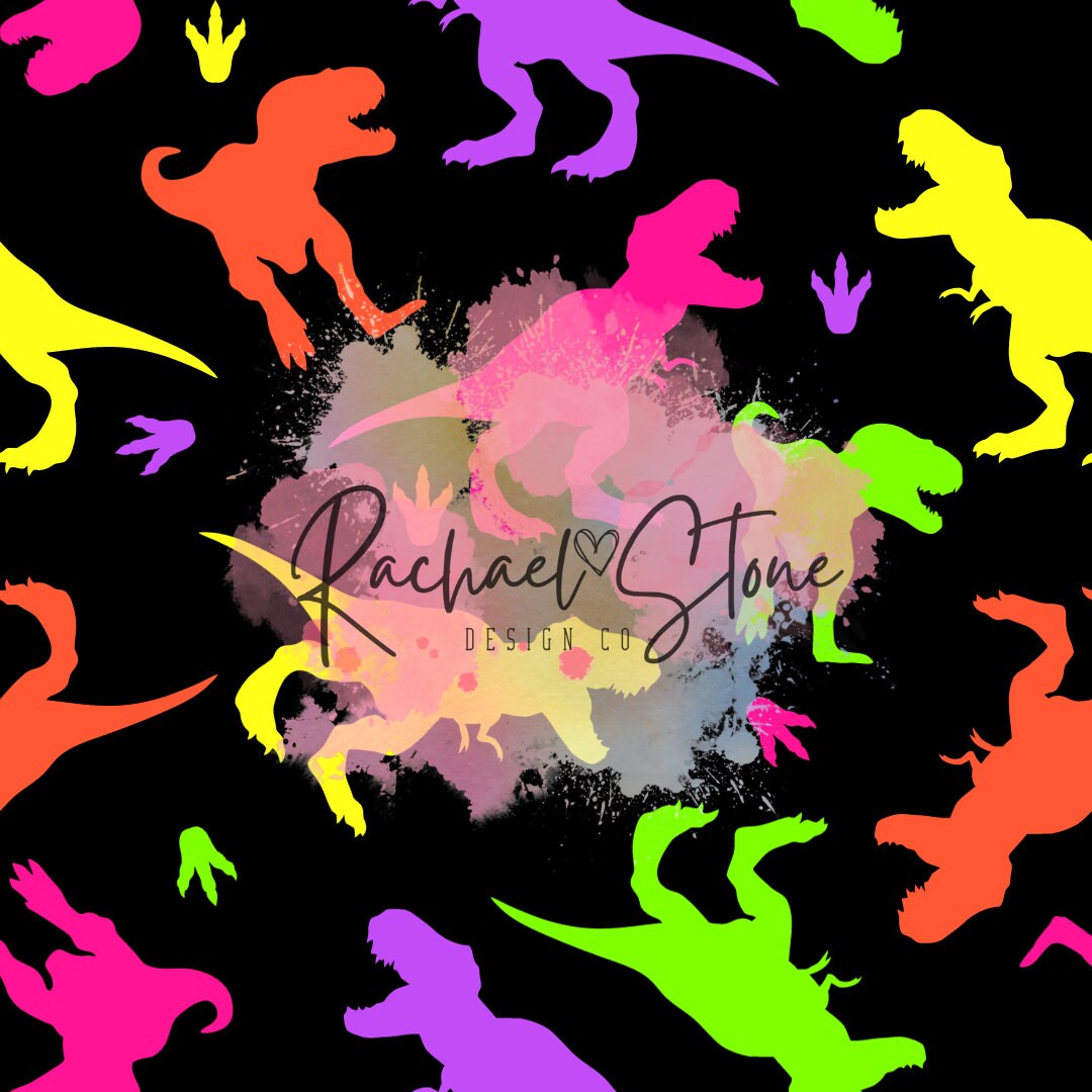 Dinosaur Neon, Neon Dino, Swim Safe Seamless, Swim Fabric Dino, Long ...