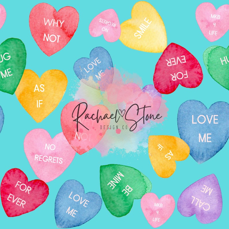 Conversation Hearts Love Valentines Digital Seamless Paper File Design ...