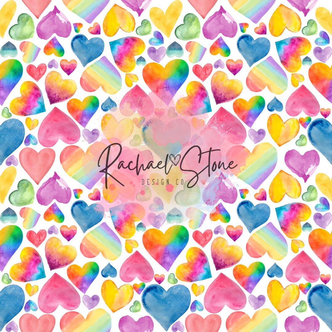 Rainbow Heart Love Seamless Paper Design Print - Etsy