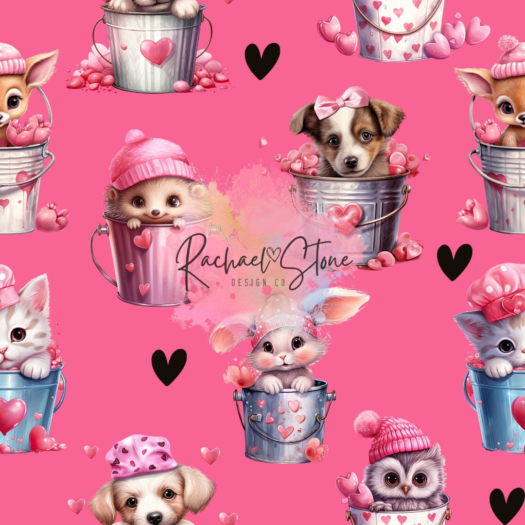 Puppy Love Valentines Digital Seamless Paper File Design - Etsy