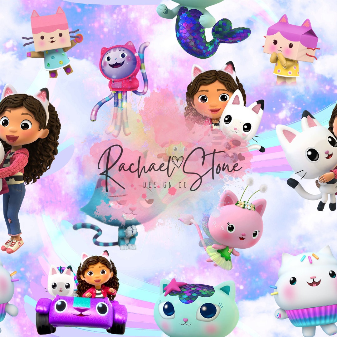 Gabb Cat Character Dollhouse Cakey Pandy Pillow Digital Seamless Paper ...