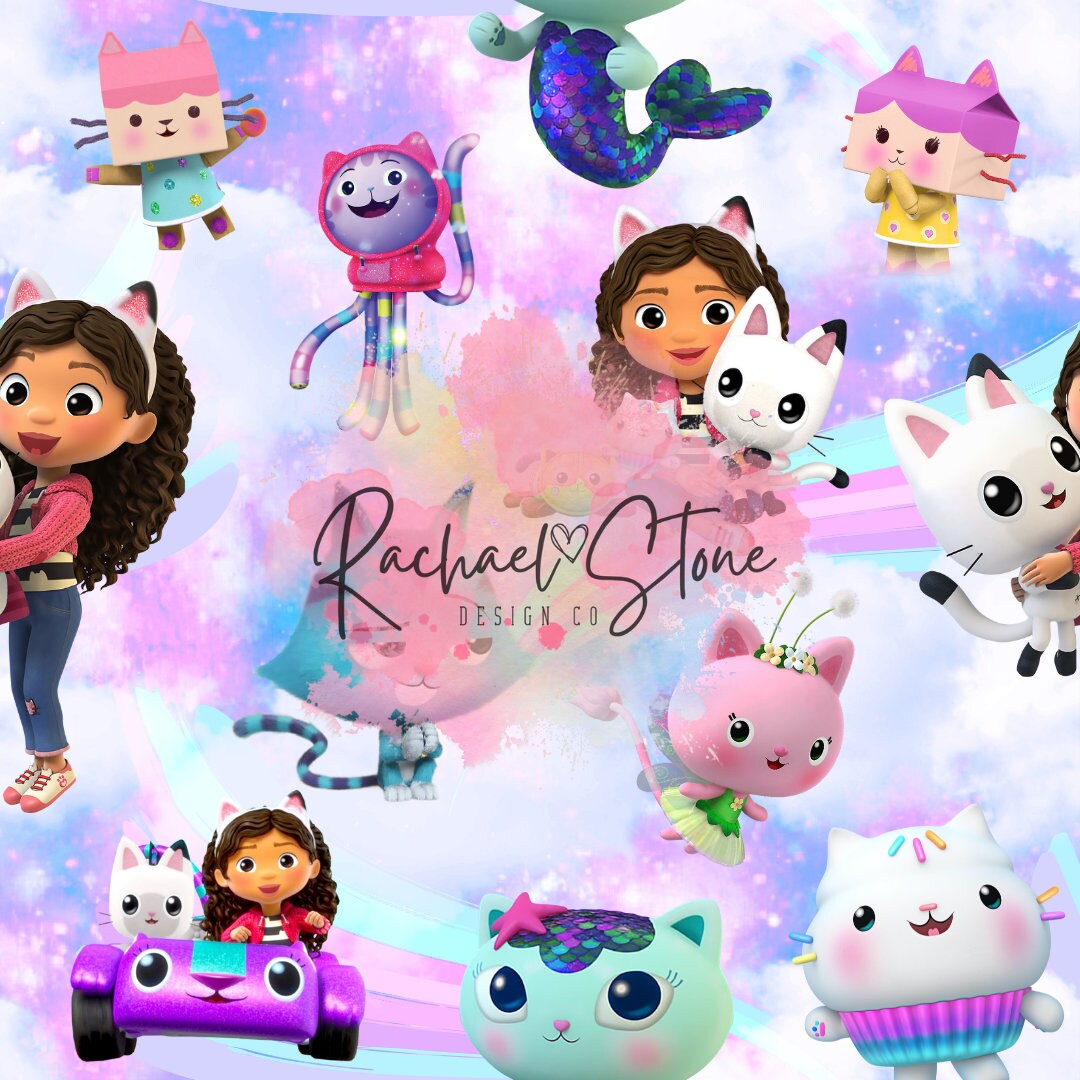 Gabb Cat Character Dollhouse Cakey Pandy Pillow Digital Seamless Paper ...