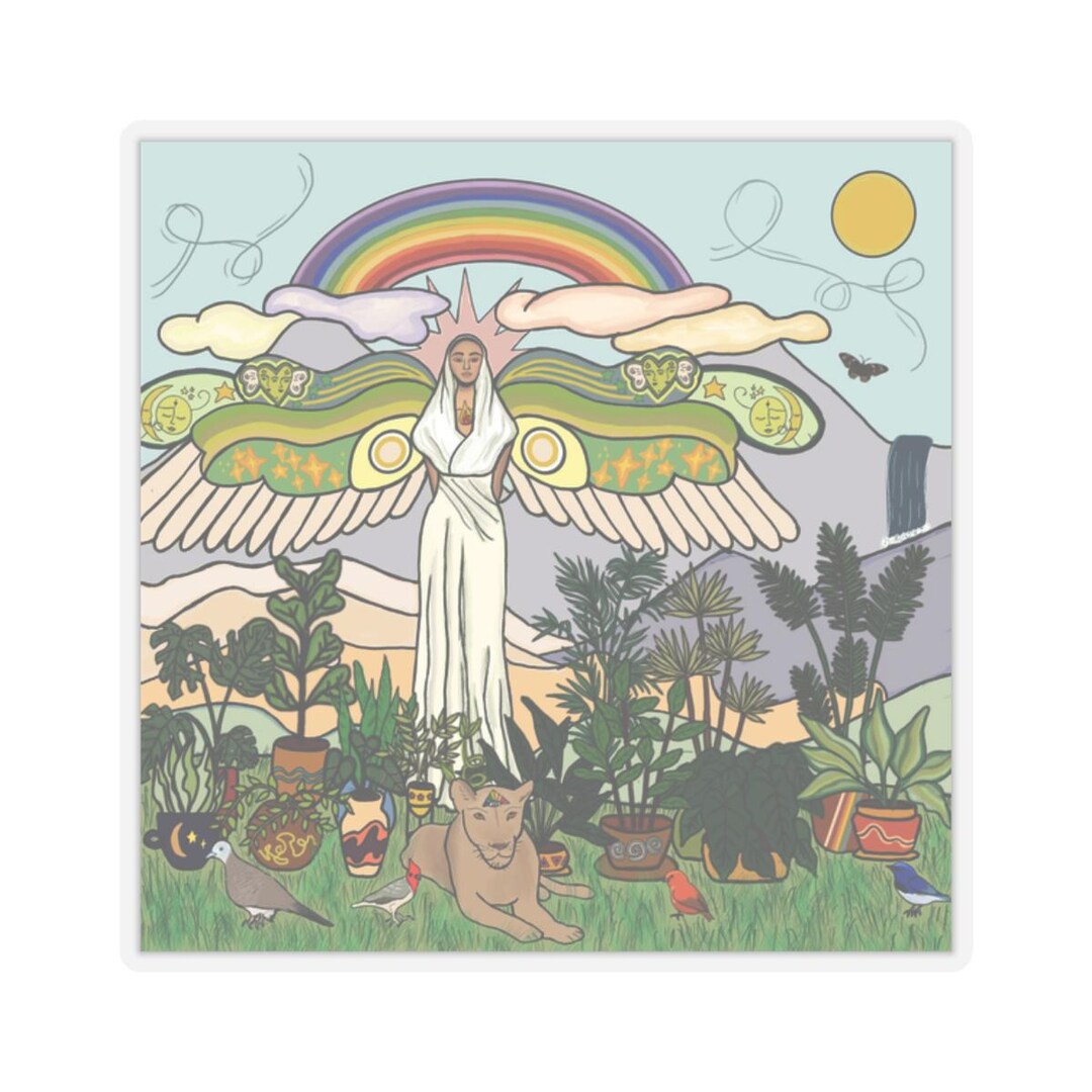 Archangel Ariel Sticker, Angel of Nature, Lioness Angel, Rainbow Angel ...