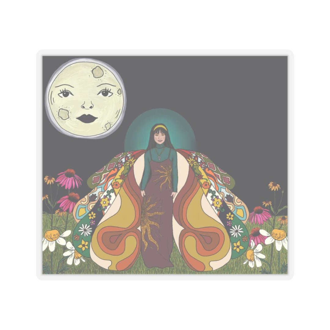 Archangel Haniel Sticker, Angel Sticker, Moon Angel Sticker, Retro ...