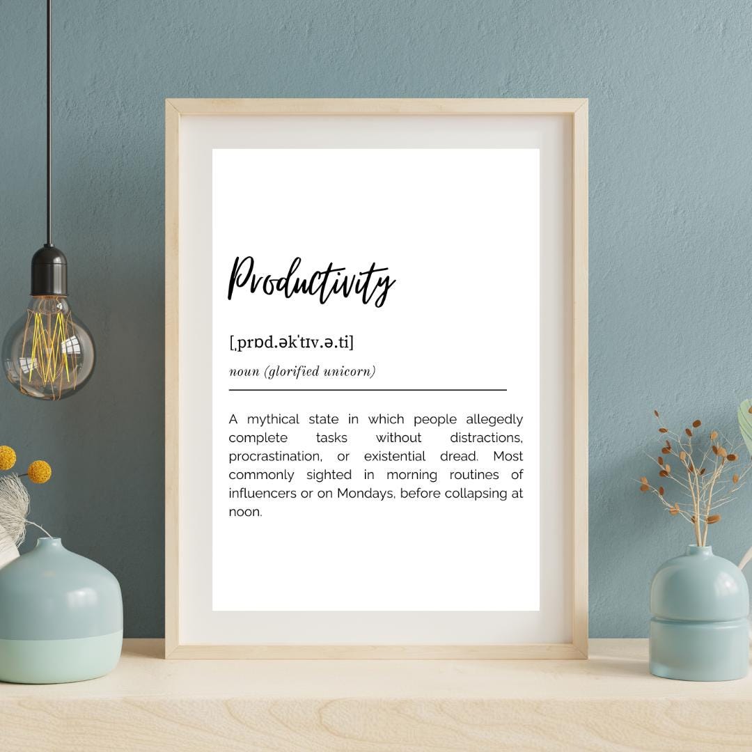 Productivity Wall Art – Funny Definition Print – Sarcastic Office Decor ...