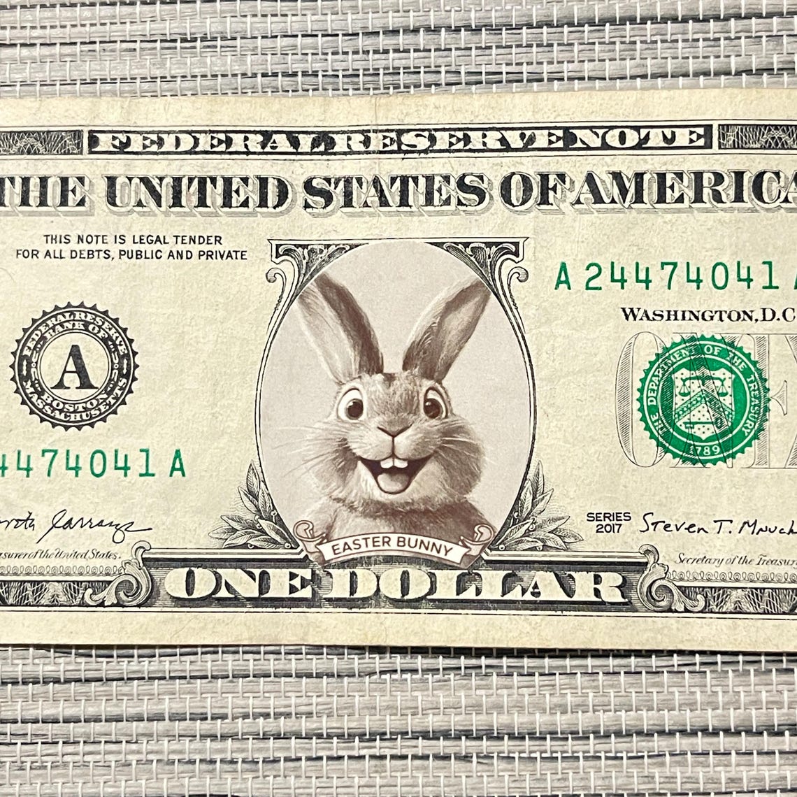 10 Pcs Bunny Money Dollar Bill Stickers 1 and 2 Dollars Easter Money ...
