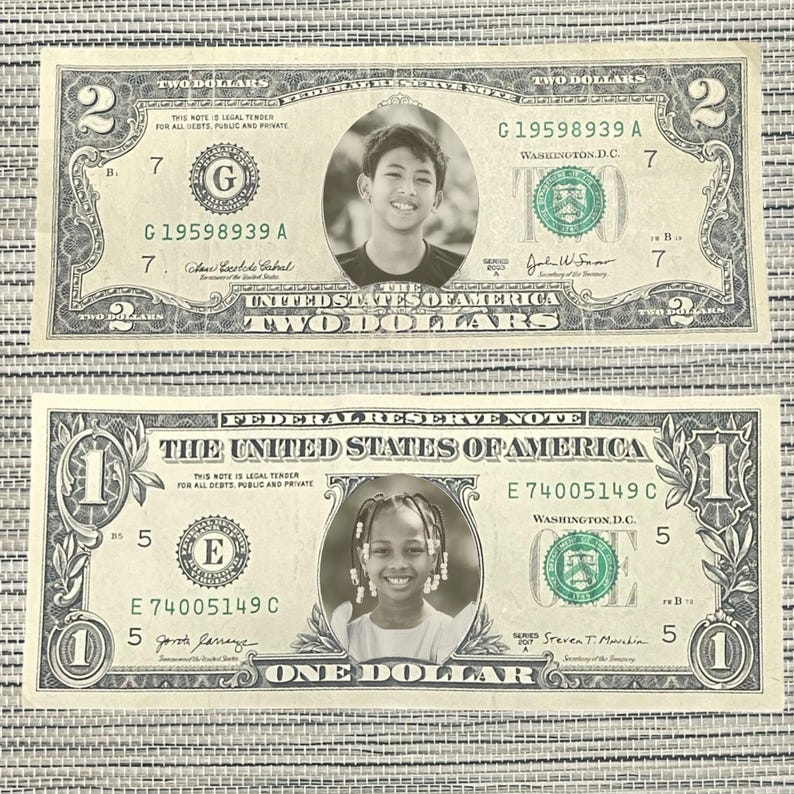 10 Pcs Custom Money Dollar Bill Stickers 1 and 2 Dollars Personalized ...