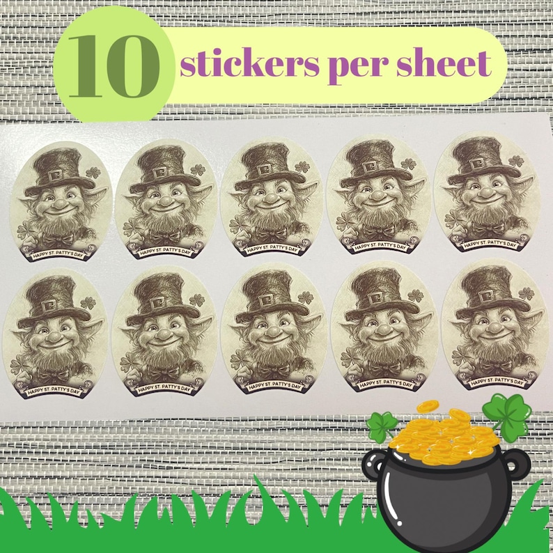 10 Pcs Lucky Money Dollar Bill Stickers 1 and 2 Dollars St Patrick’s ...