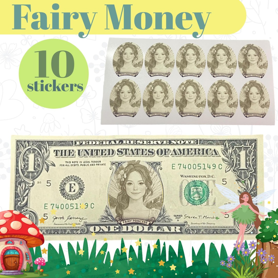 10 Pcs Fairy Money Dollar Bill Stickers 1 and 2 Dollars Money Sticker ...