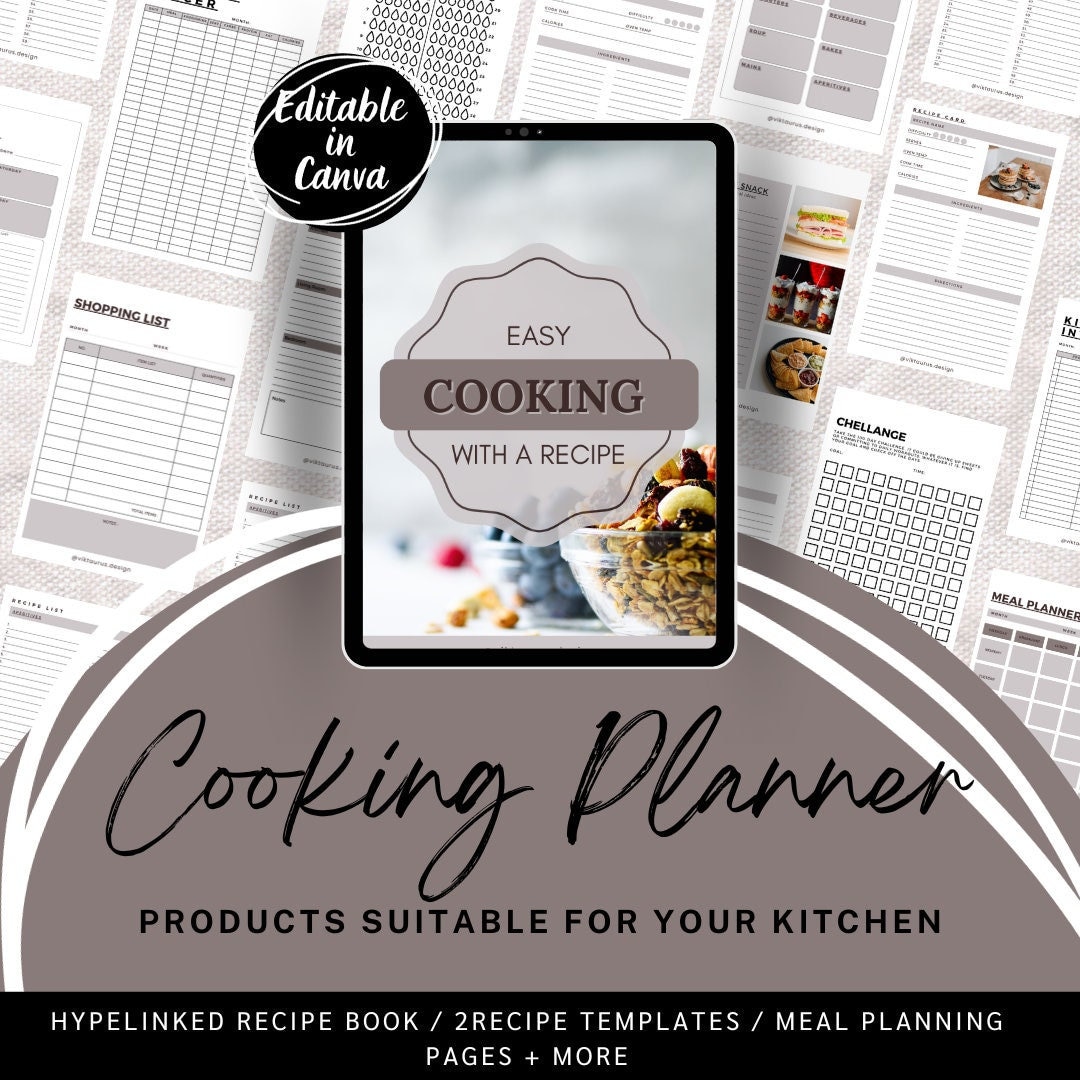 Recipe Book Template Digital Recipe Book Cookbook Digital Meal Planner ...