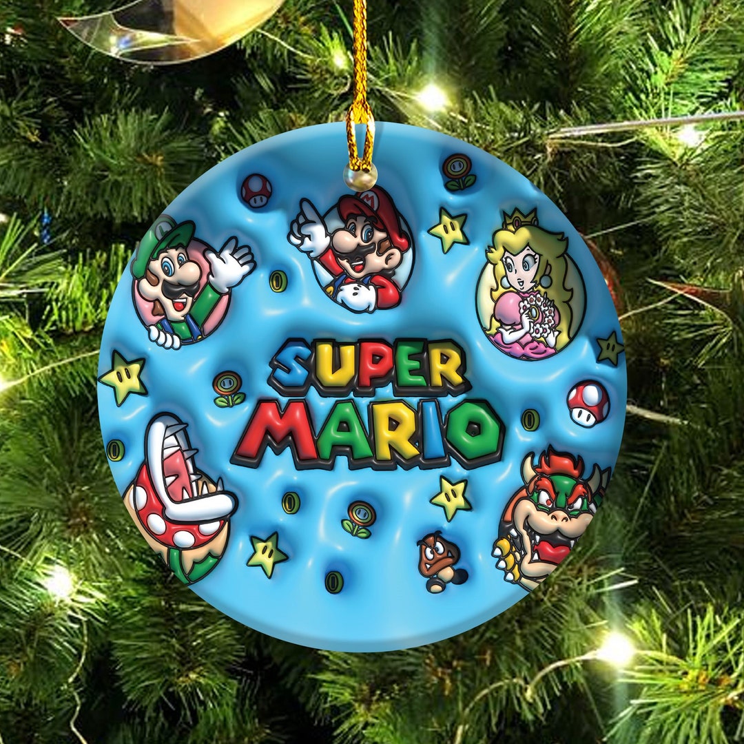 Circle Ceramic Super Mario Inflated Ornament 3D Christmas - Etsy
