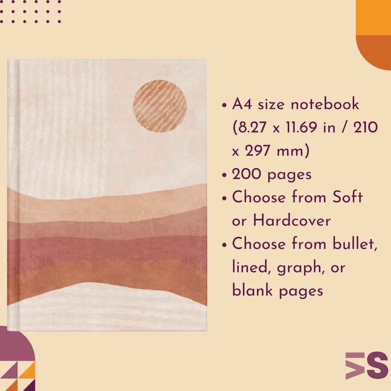 8x11 Notebook, Campus Notebook, A4 Notebook Boho, Assignment Notebook ...