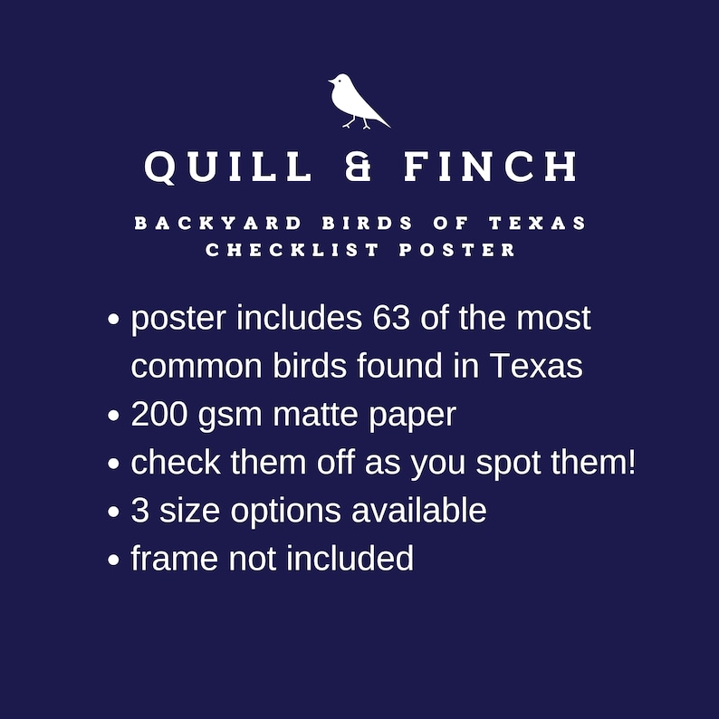 Texas Backyard Birds Checklist Poster: Birding Life List - Etsy