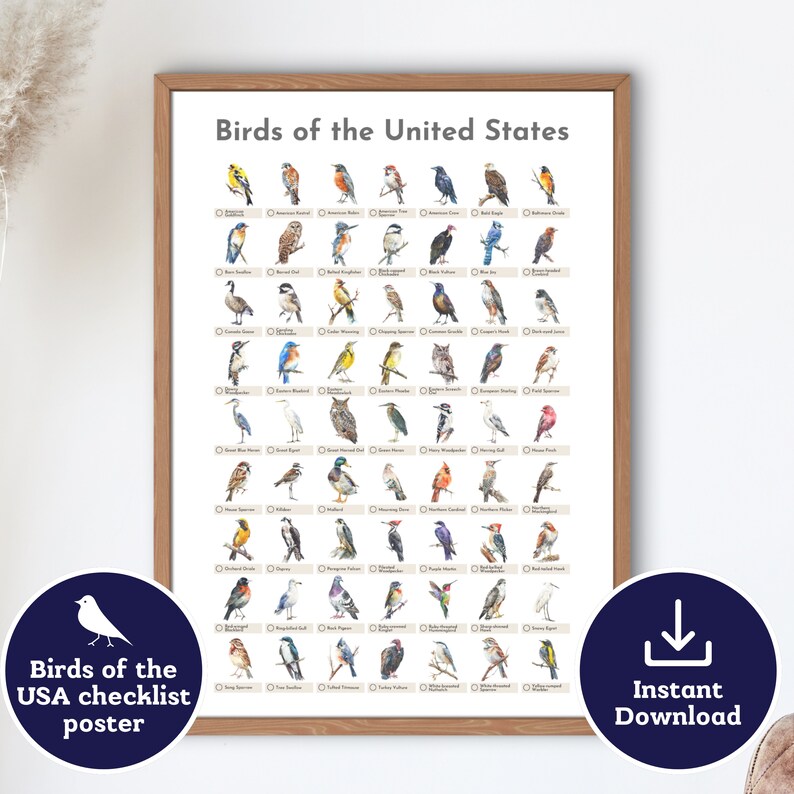Birding Checklist Printable Digital Download, Birds of the USA ...