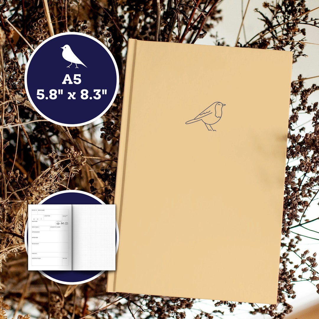 Minimalist Birding Log Notebook, Birdwatching Book, Yellow Birding ...
