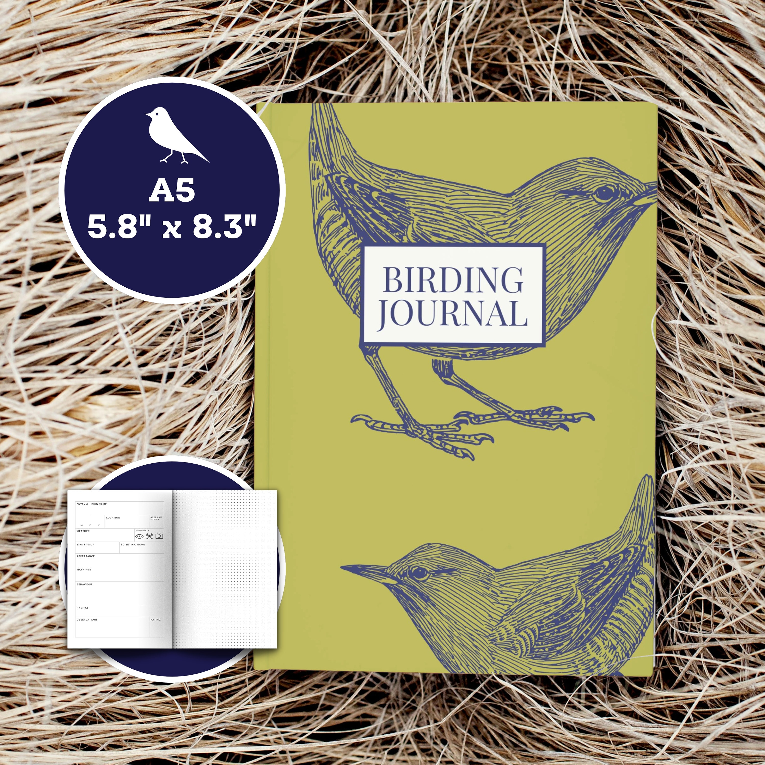Birding Notebook, Green A5 Birding Journal, Birding Book, Birding Gift ...