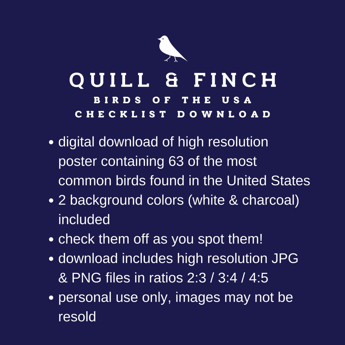 Birding Checklist Printable Digital Download, Birds of the USA ...