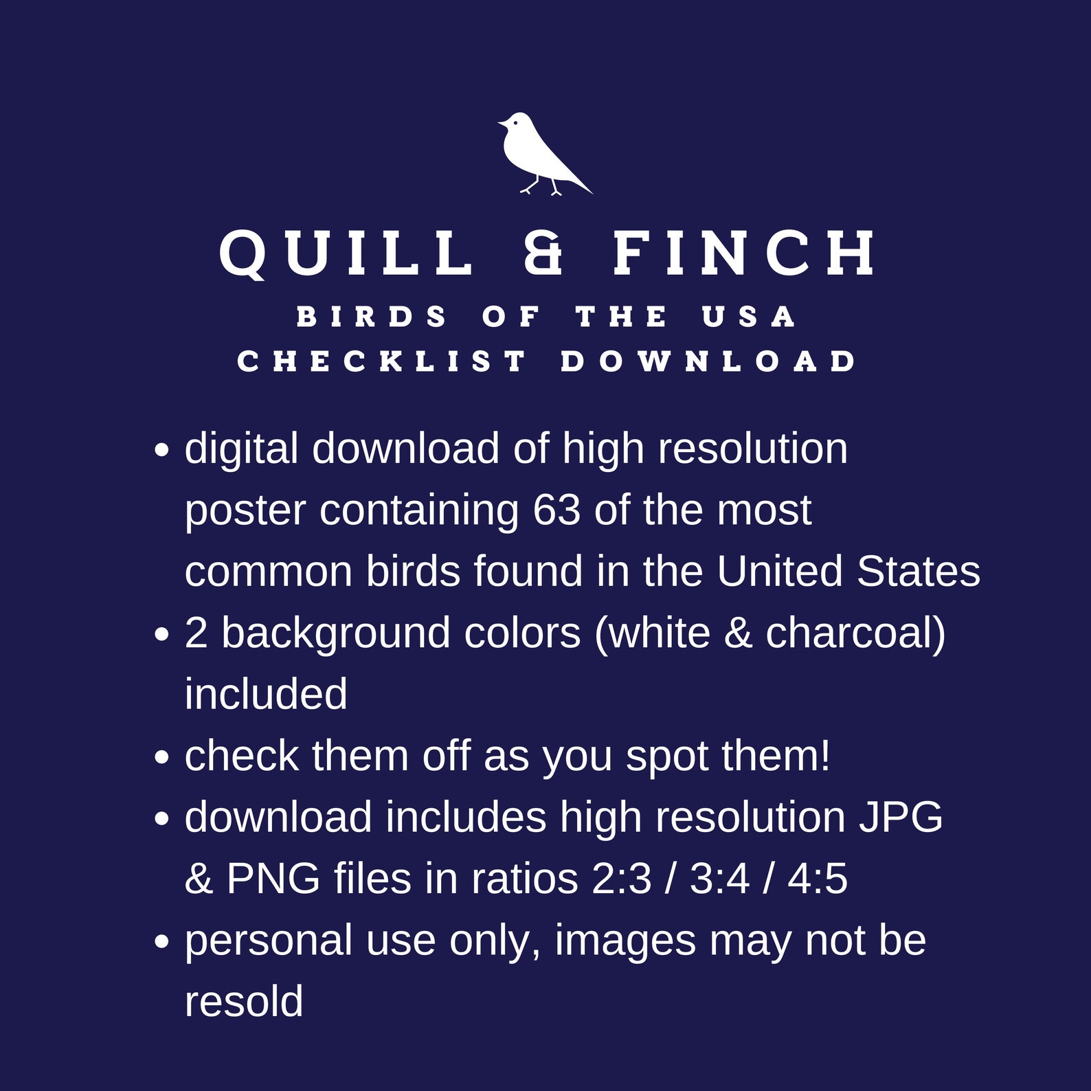 Birding Checklist Printable Digital Download, Birds of the USA ...