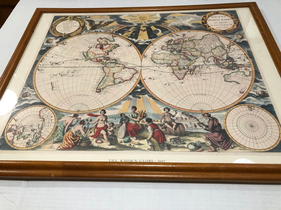 Beautiful Antique Framed Map of the Old World - Etsy