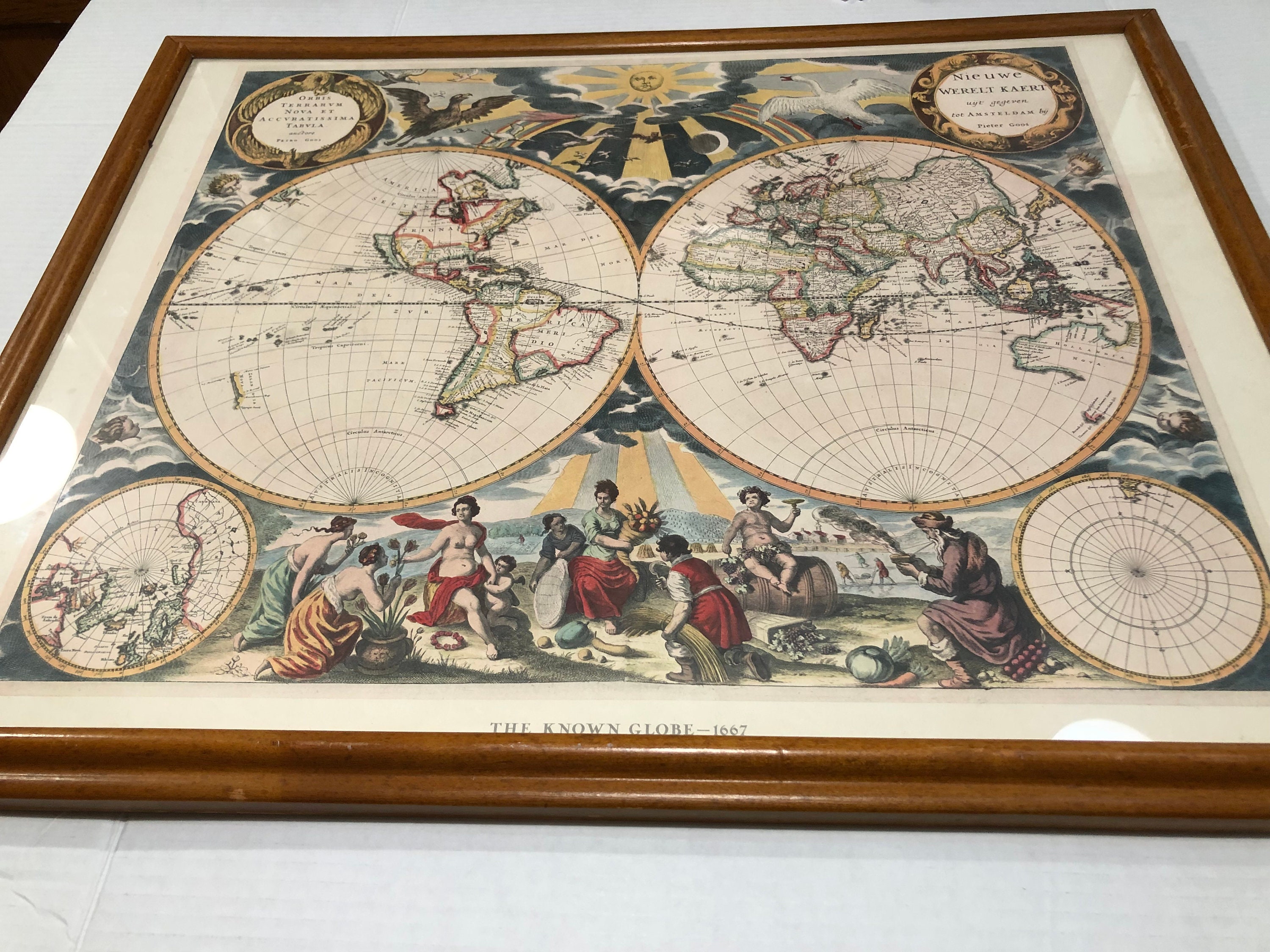 Beautiful Antique Framed Map of the Old World - Etsy
