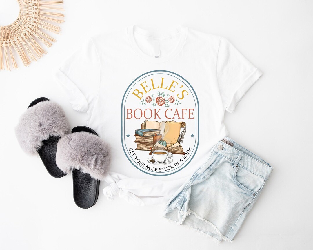 Belle's Book Cafe Shirt, Princess Belle's Book Shop Tee, Librarian ...