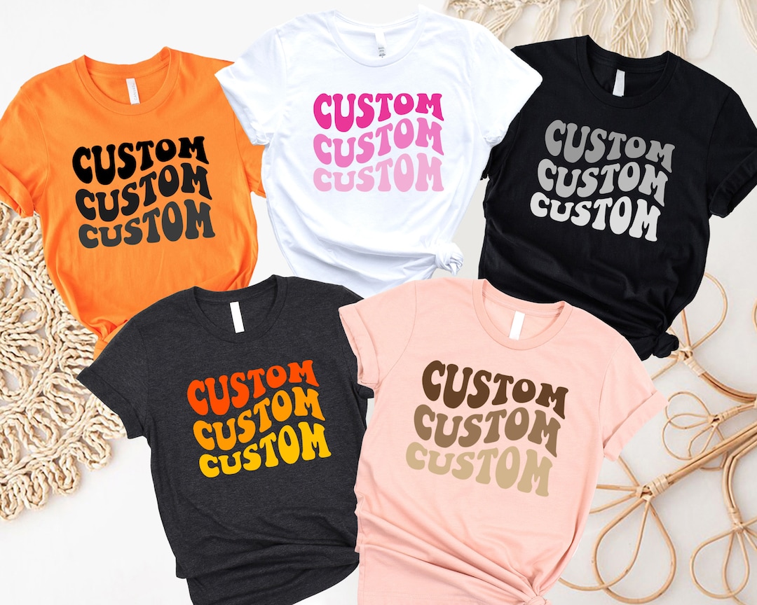 Personalized Wavy Letters Shirt, Custom Retro Shirt, Custom Text Shirts ...
