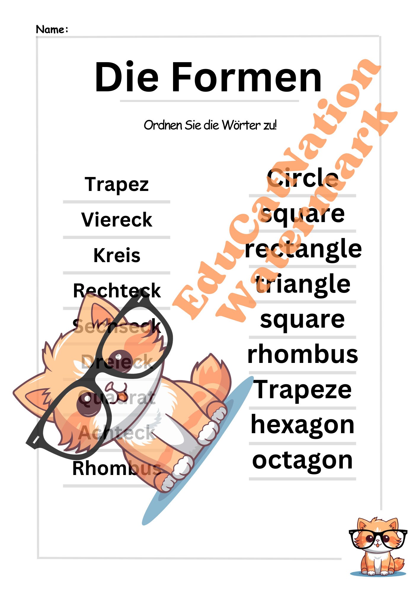 DE die Formen German Worksheets for Children - Etsy
