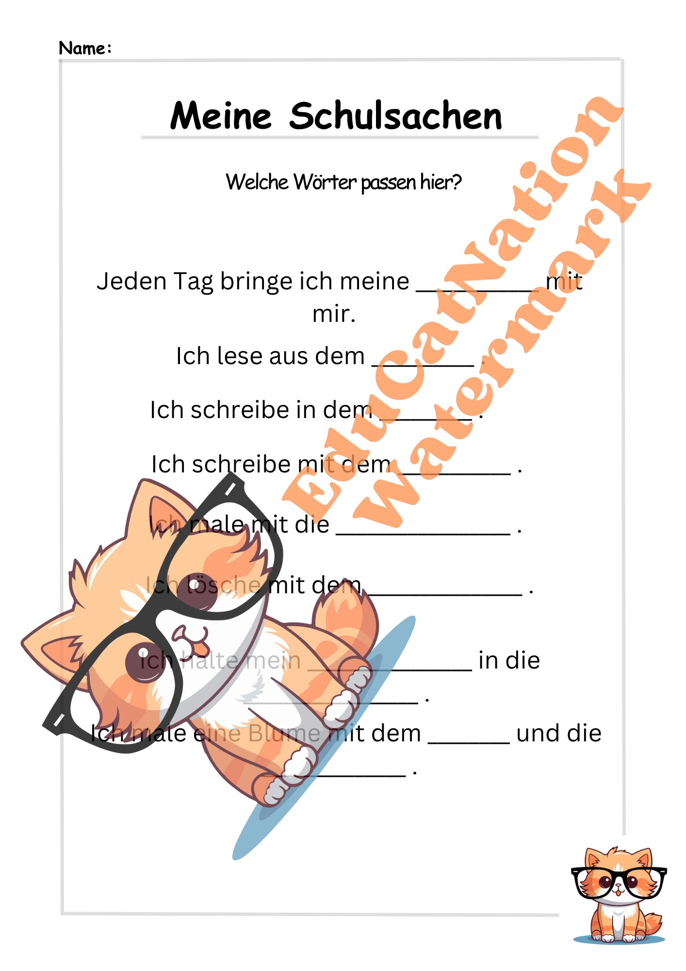 DE meine Schulsachen German Worksheet for - Etsy