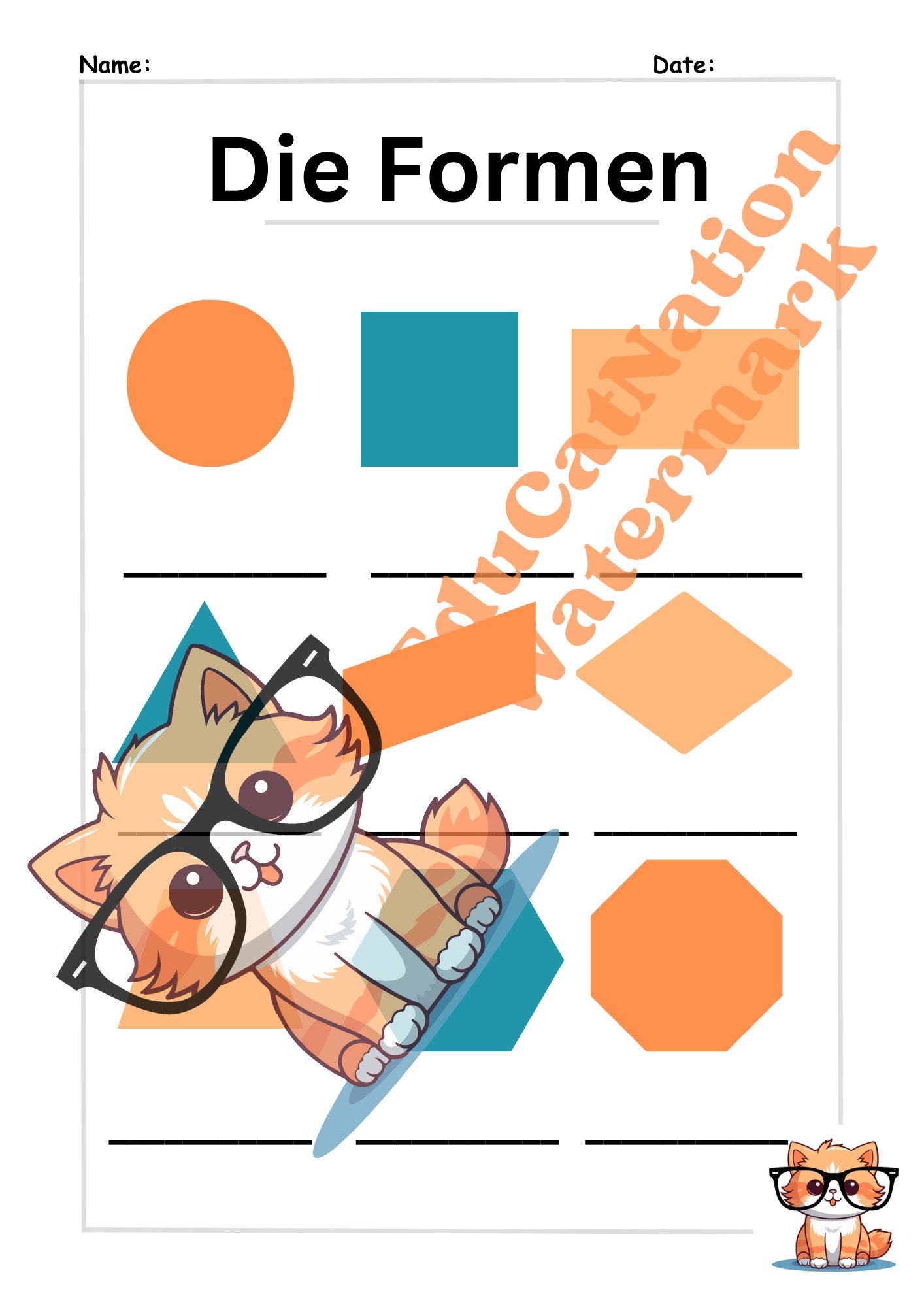 DE die Formen German Worksheets for Children - Etsy