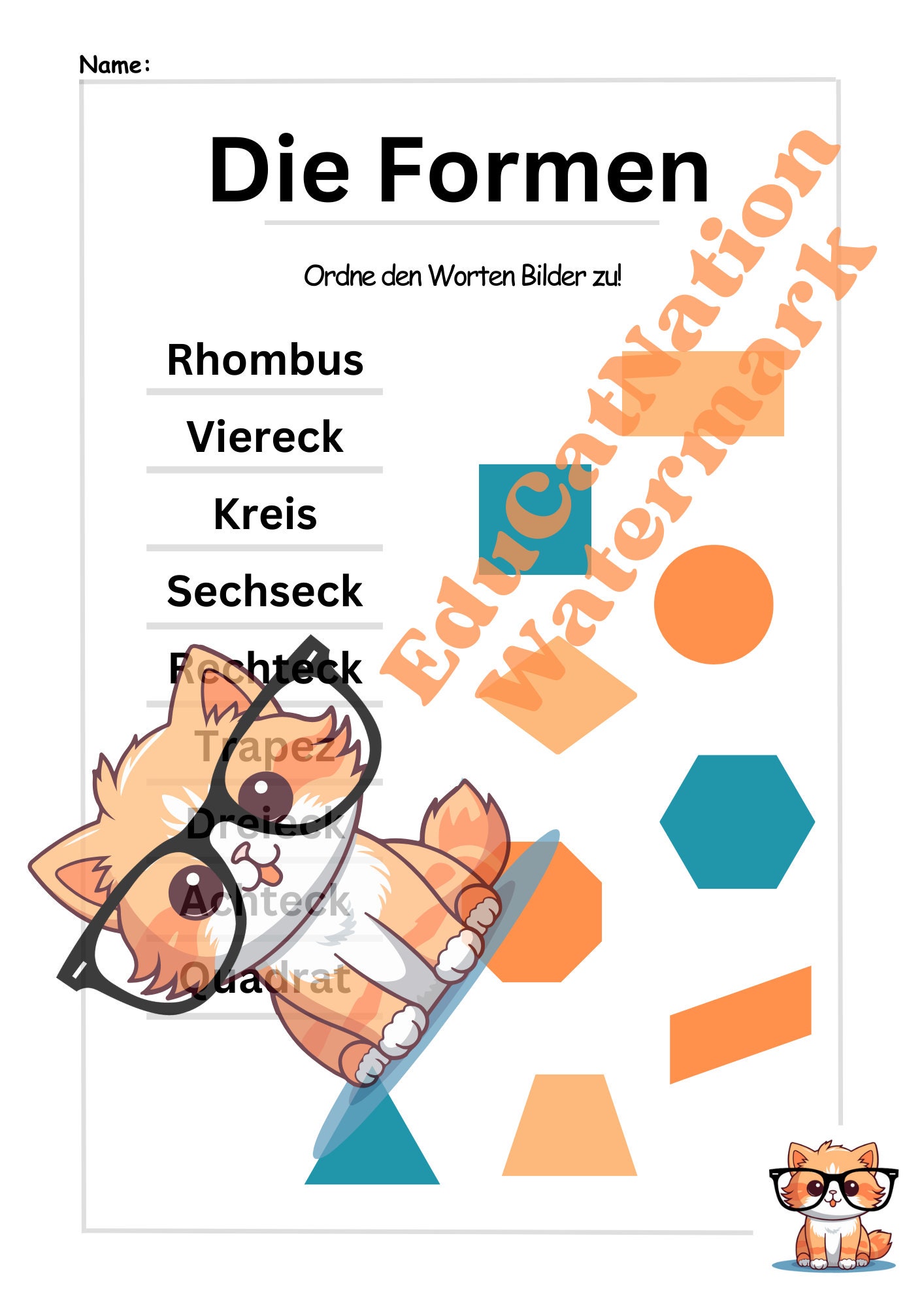 DE die Formen German Worksheets for Children - Etsy
